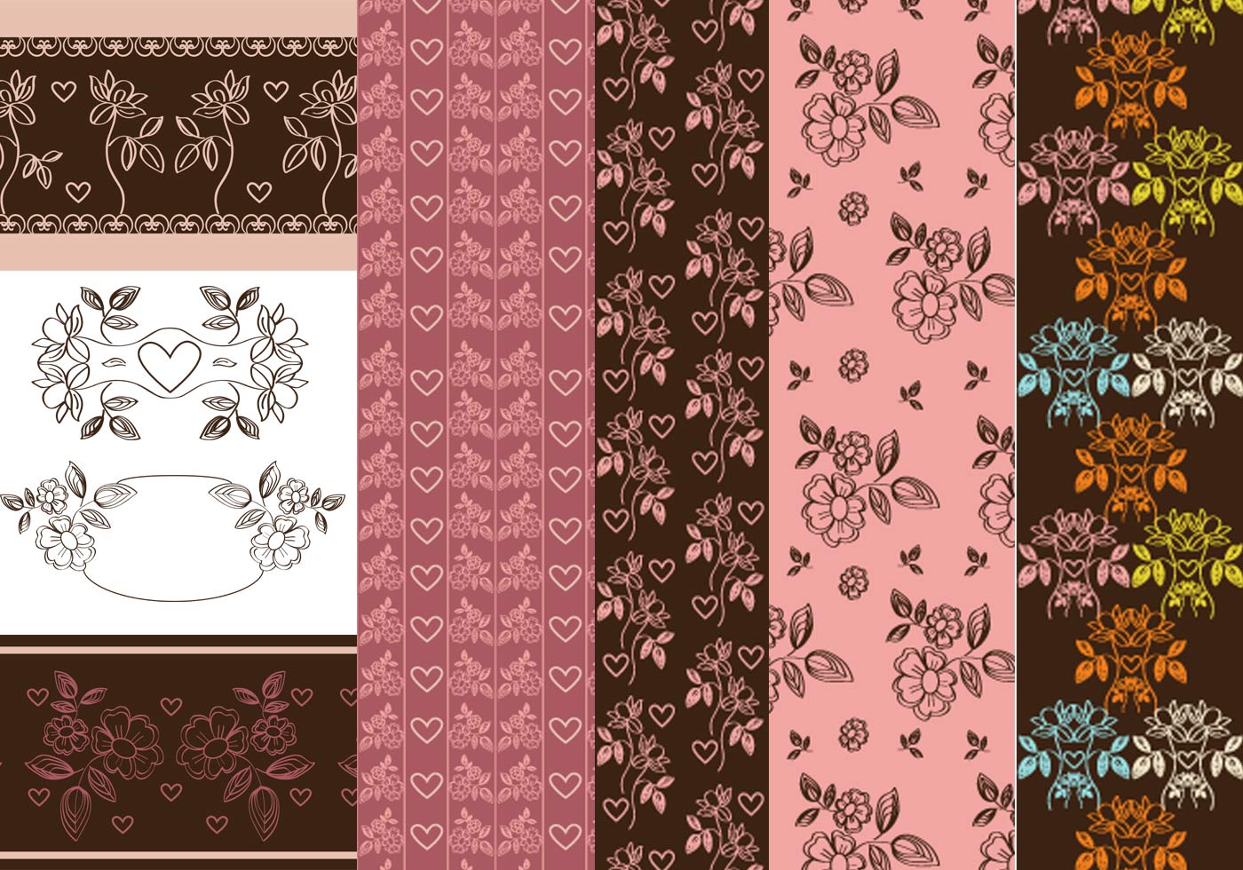 Vintage Heart and Flower Patterns & Brush Pack - Free Photoshop Brushes ...