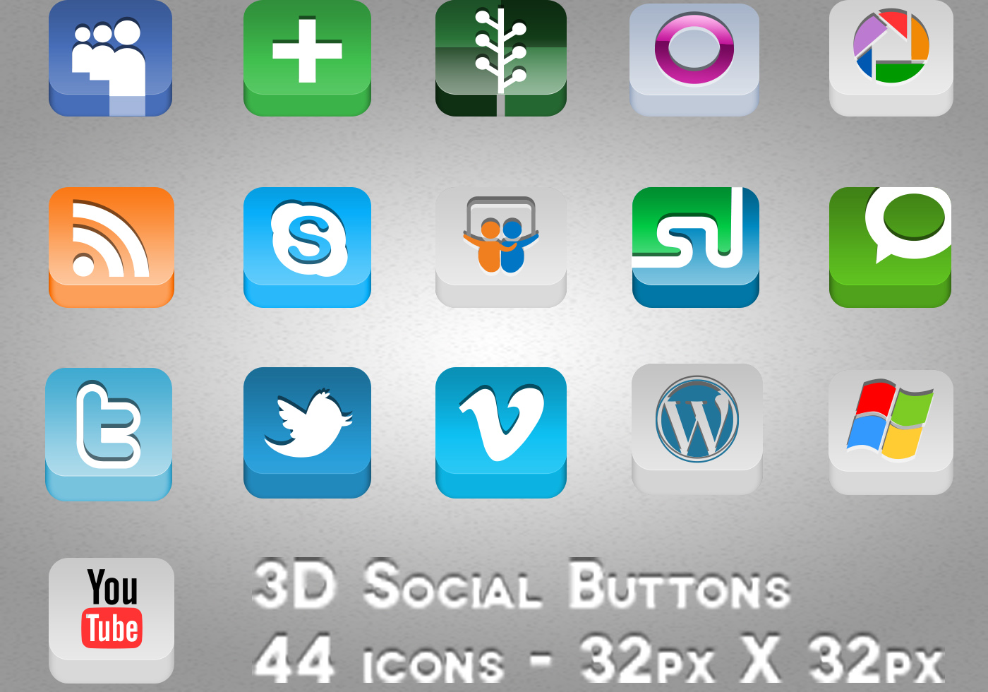 Free 3D Social Button PSDs