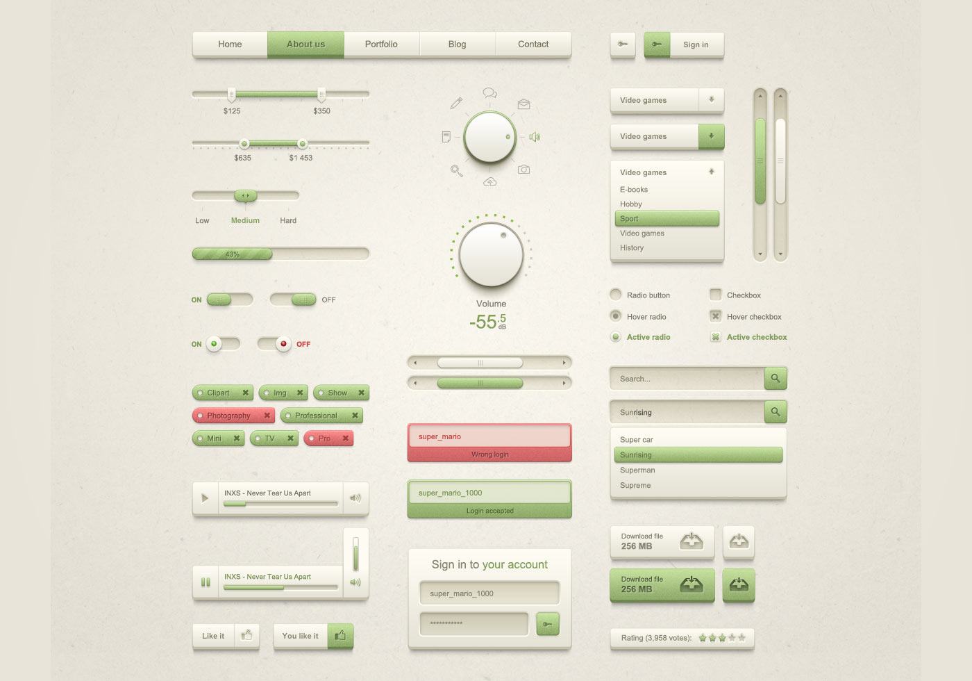 Beige and Natural UI Kit - Free Photoshop Brushes at Brusheezy!