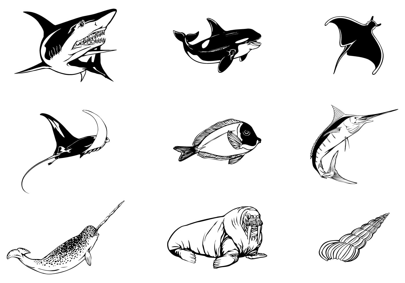 Sea Animal Brushes Pack - Free Photoshop Brushes at Brusheezy!