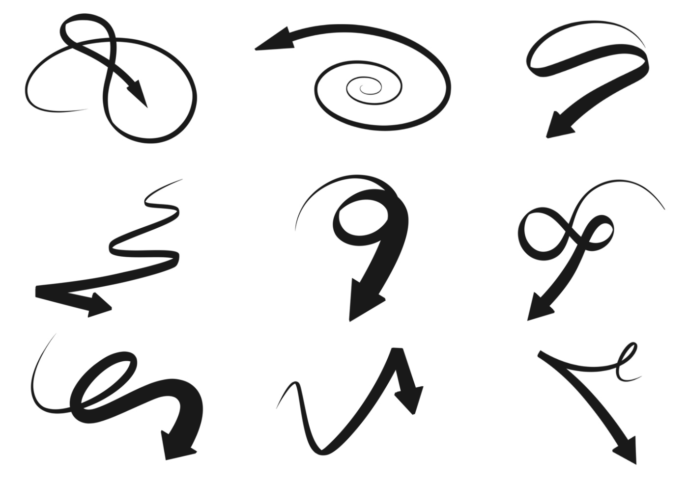 Black Swirly Arrow Brushes Pack - Free Photoshop Brushes at Brusheezy!