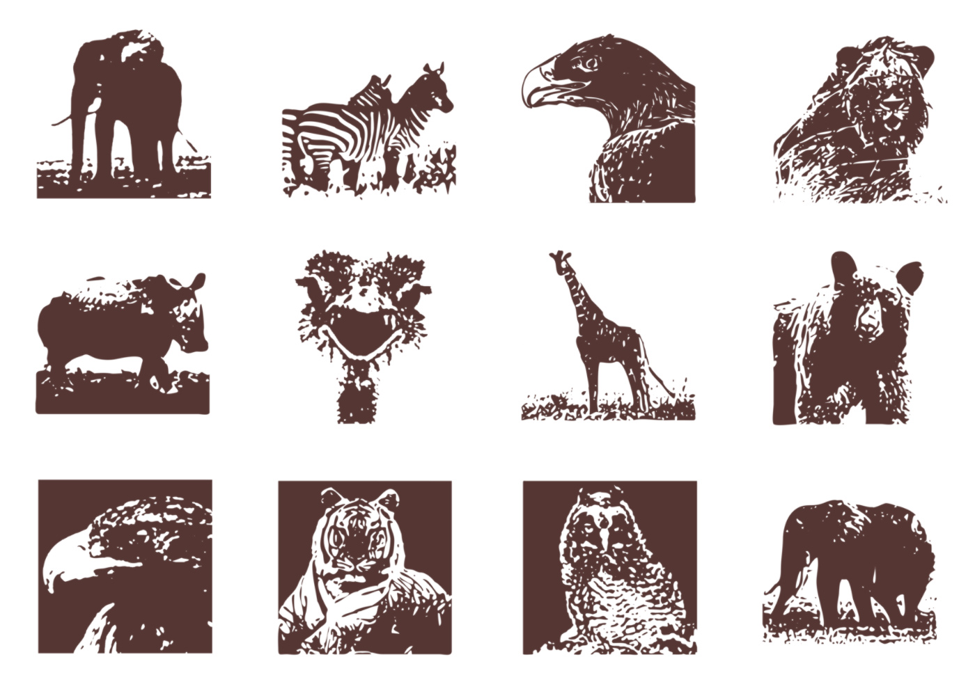 Grunge Wild Animals Brushes Pack - Free Photoshop Brushes at Brusheezy!