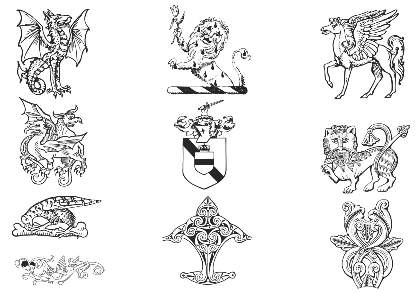 Hand Drawn Heraldry Brushes Pack - Free Photoshop Brushes at Brusheezy!