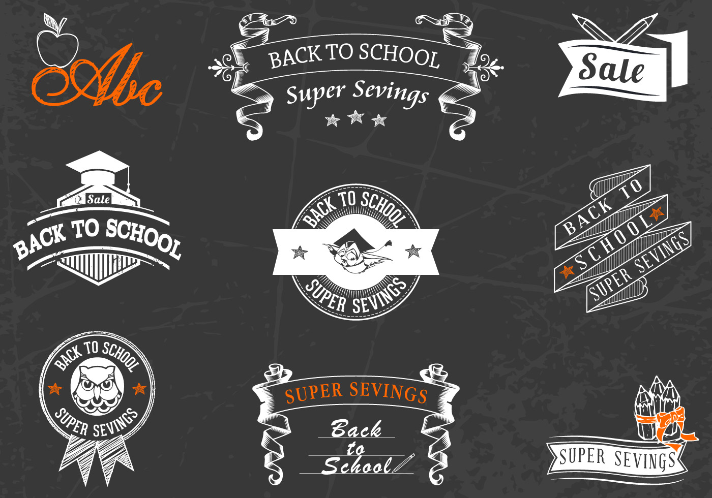 Back to School Chalkboard Badges Brushes and PSD Pack - Free Photoshop ...