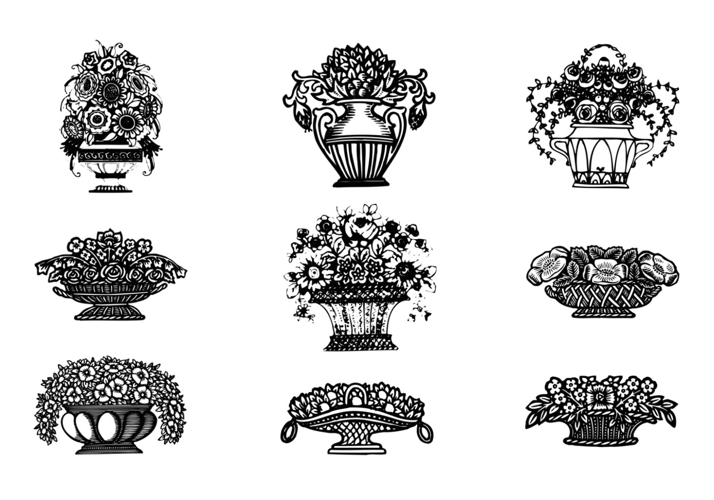 Hand Drawn Flower Brushes in Vases - Free Photoshop Brushes at Brusheezy!