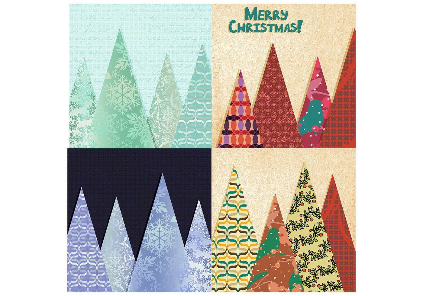 Patchwork Christmas Tree Background Pack - Free Photoshop Brushes at ...