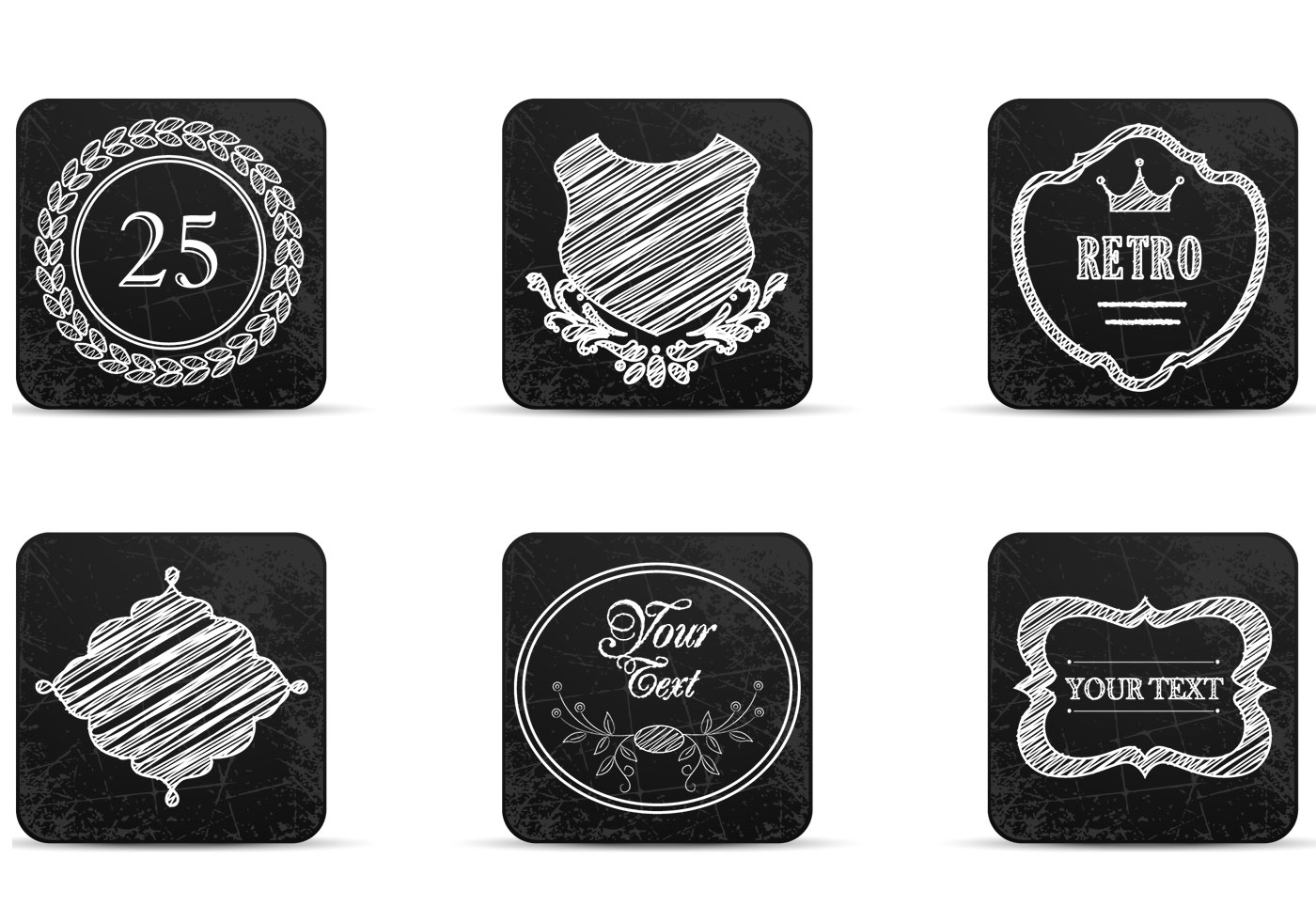 Chalk Drawn Retro Label Icons PSDs - Free Photoshop Brushes at Brusheezy!