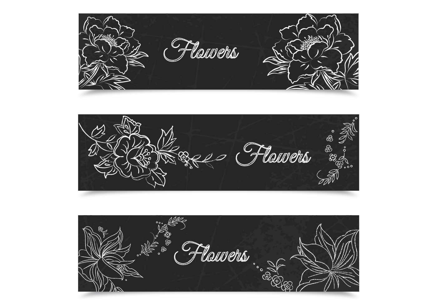 Chalk Drawn Floral Banners PSD Set - Free Photoshop Brushes at Brusheezy!