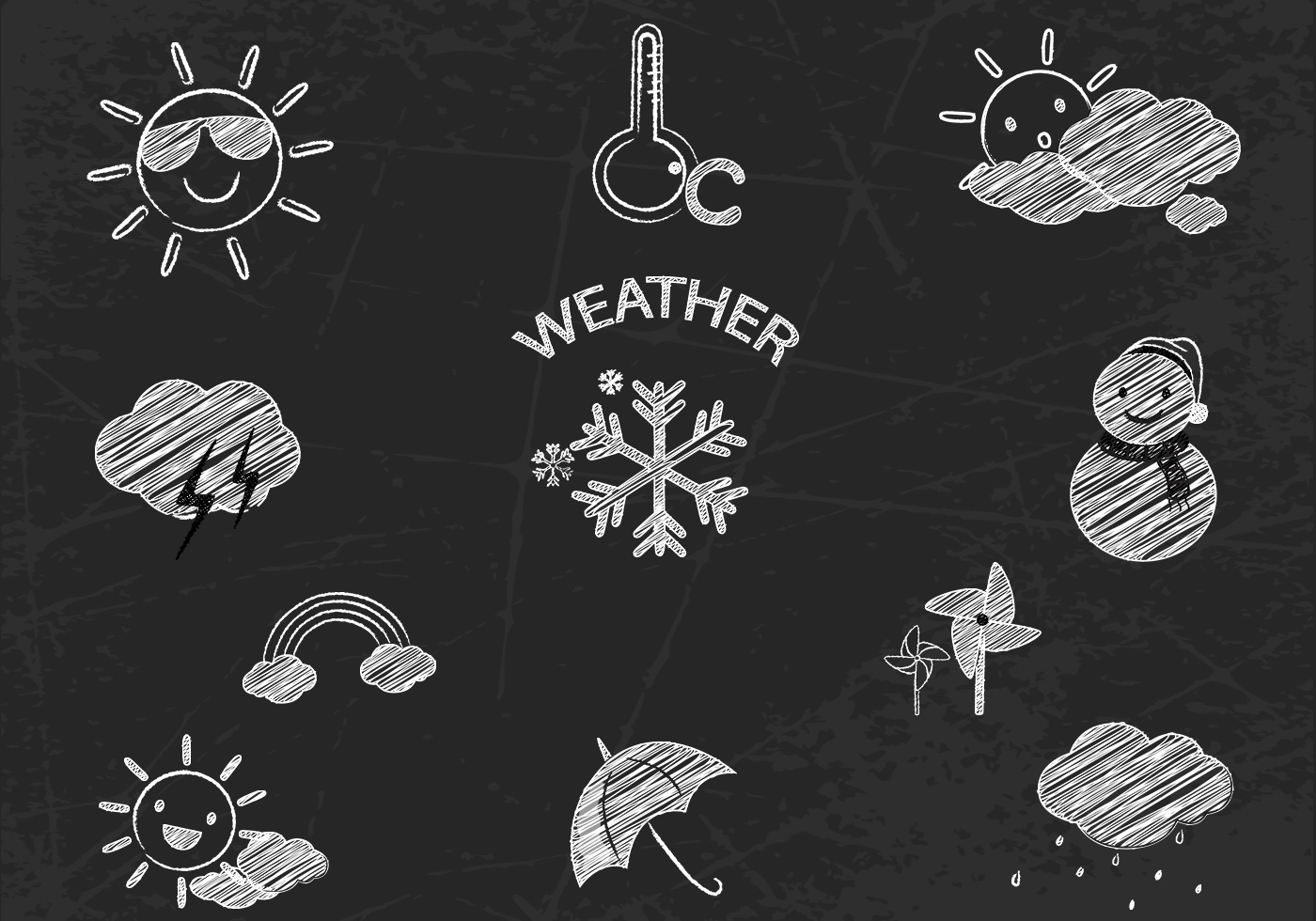 Chalk Drawn Weather Icons PSD Set - Free Photoshop Brushes at Brusheezy!
