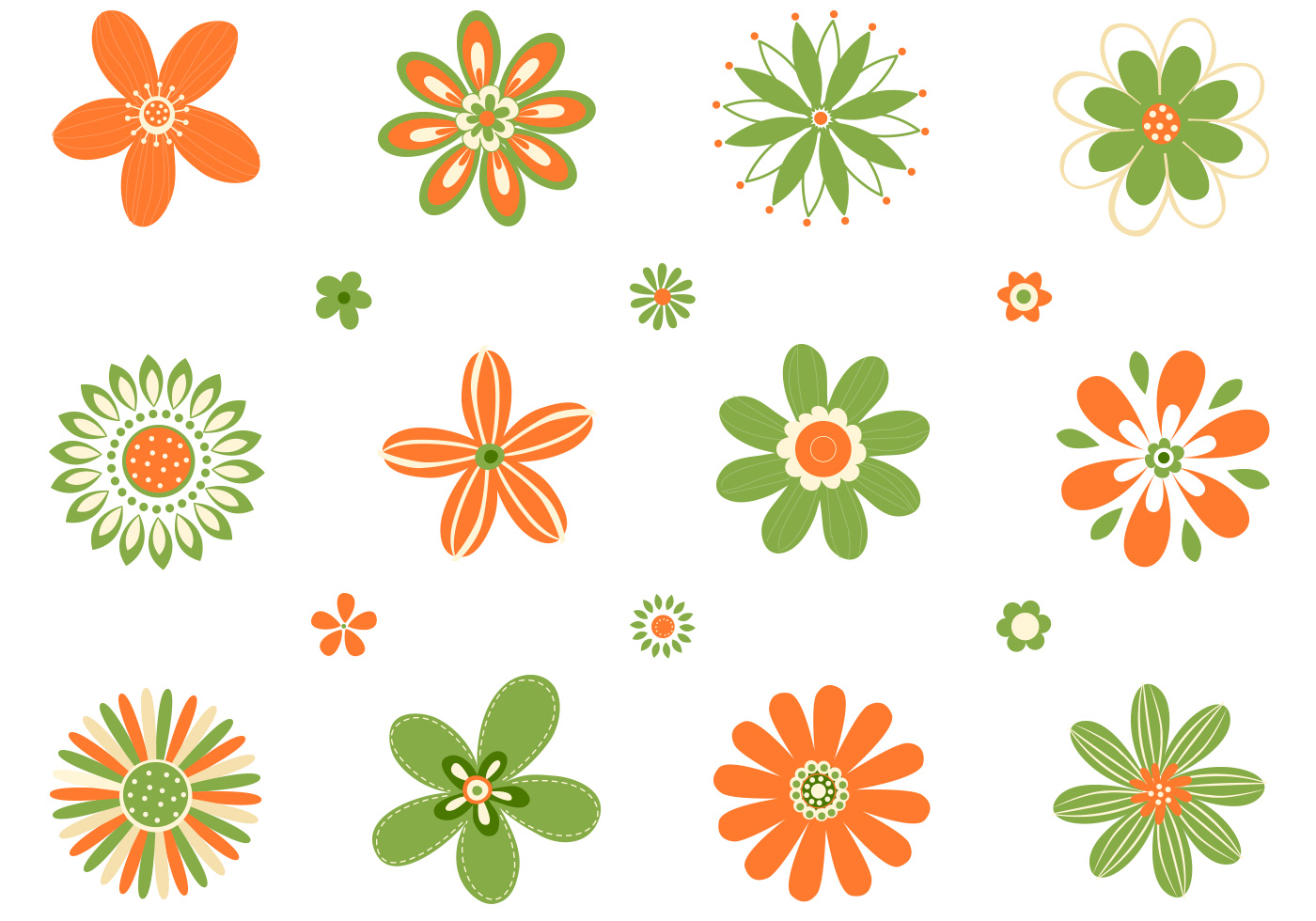 Retro Orange Green Flowers PSD Set - Free Photoshop Brushes at Brusheezy!