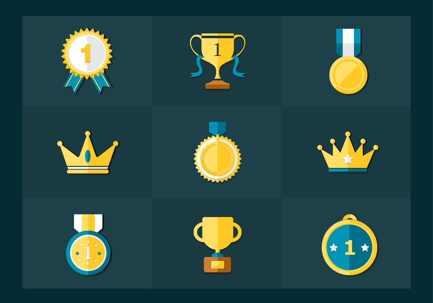 Flat Golden Trophy Medals PSD Pack - Free Photoshop Brushes at Brusheezy!