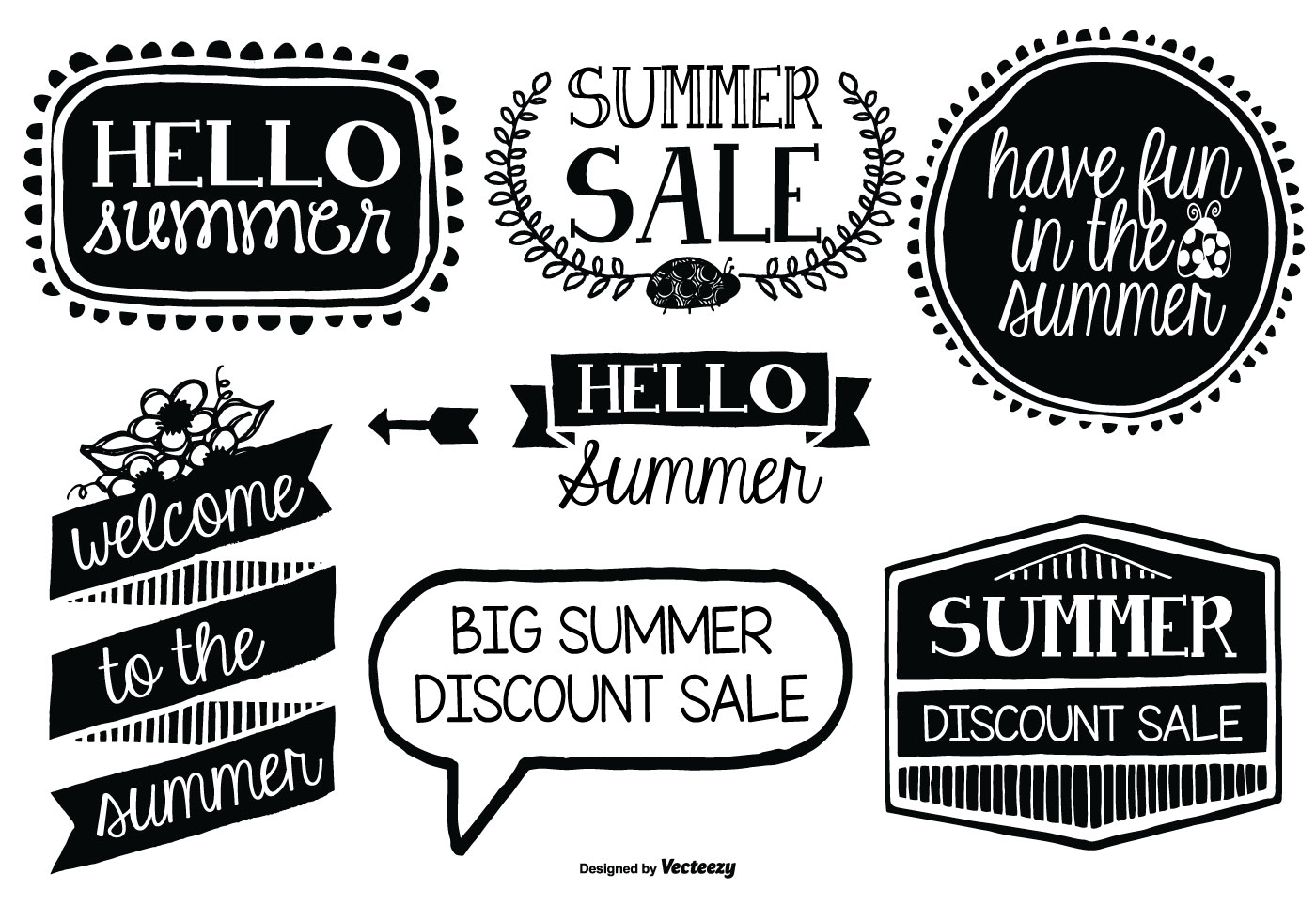 Cute Hand Drawn Style Summer Label Brushes - Free Photoshop Brushes at ...