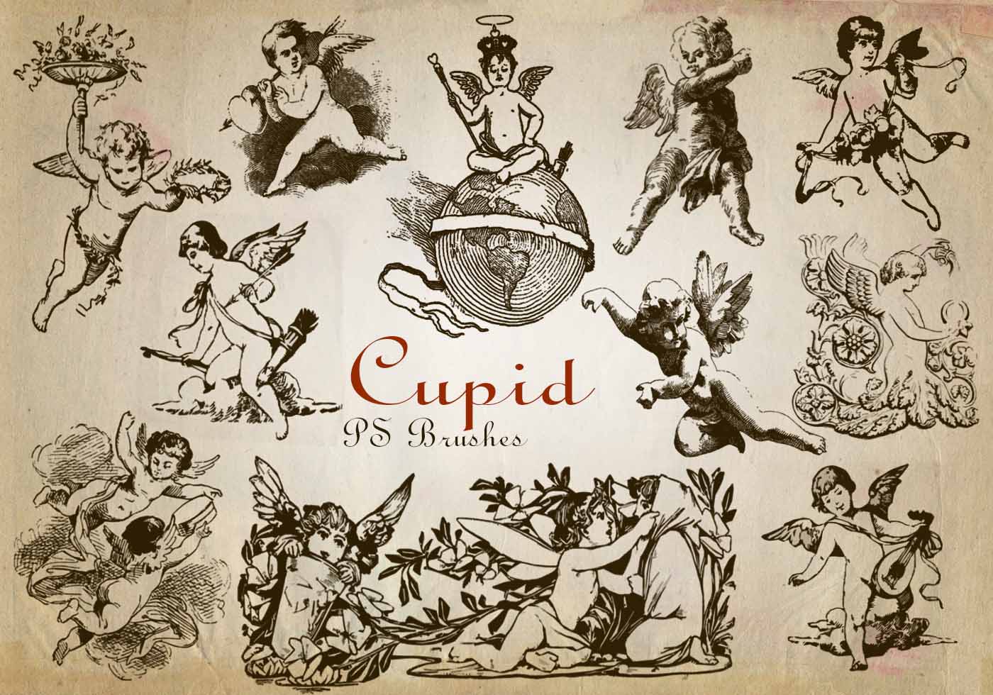 20 Engraved Cupid PS Brushes abr. Vol.7 - Free Photoshop Brushes at ...