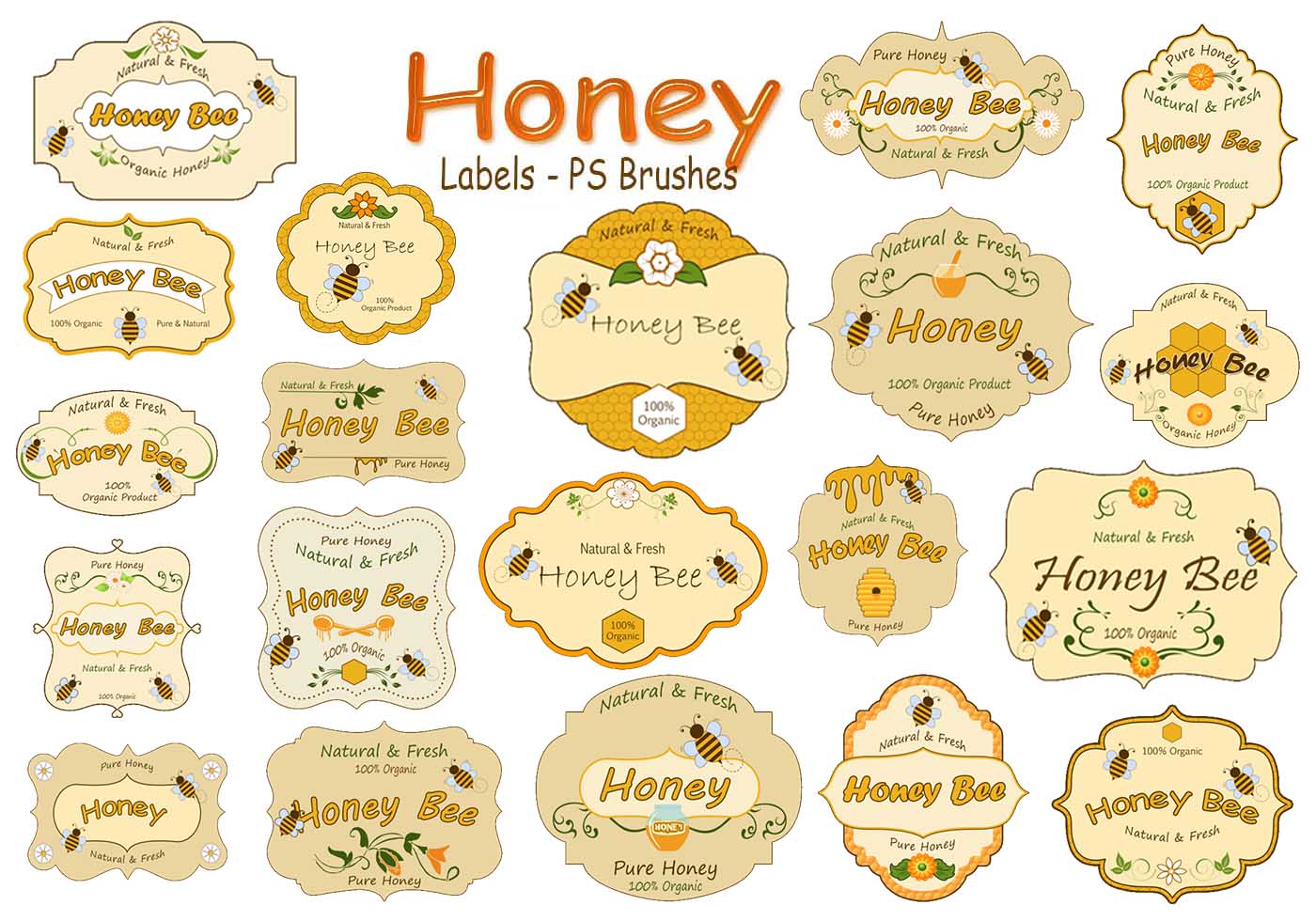 20 Honey Label PS Brushes abr. vol.16 - Free Photoshop Brushes at ...