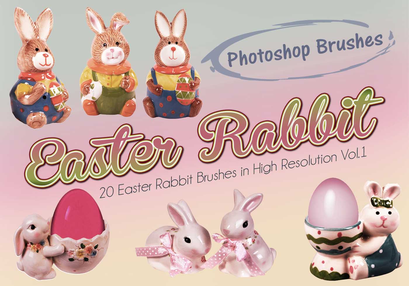 20 Easter Rabbit PS Brushes abr. vol.1 - Free Photoshop Brushes at ...