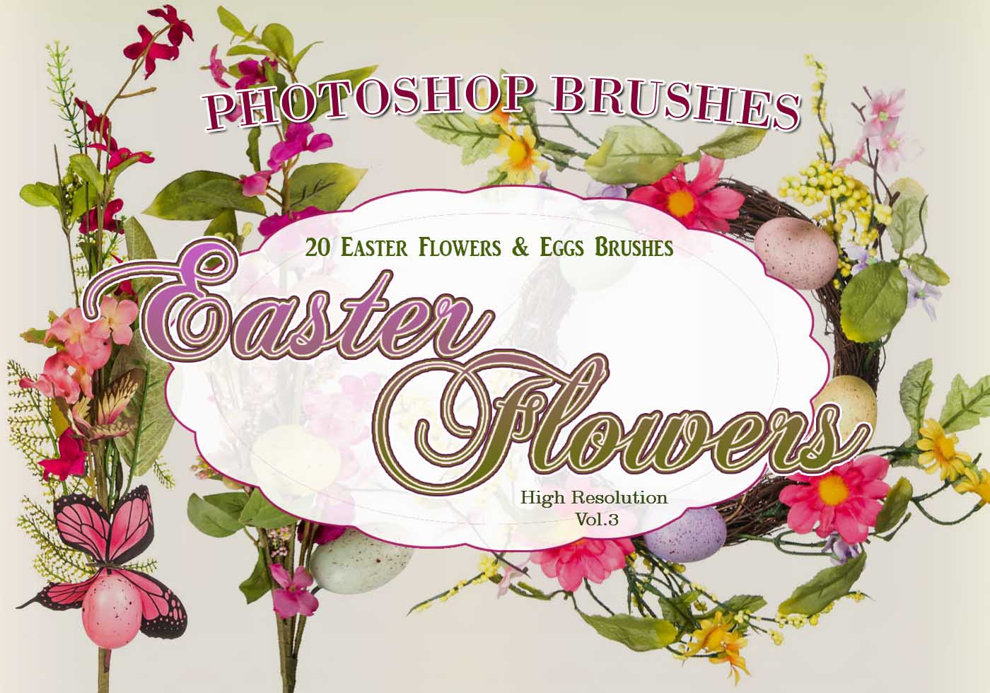 20 Easter Flowers & Eggs PS Brushes abr. vol.3 - Free Photoshop Brushes ...
