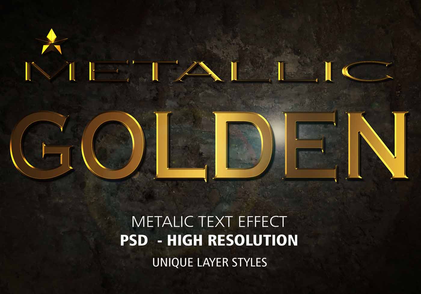 Golden Metallic Text Effect PSD Vol 4 Free Photoshop Brushes At 
