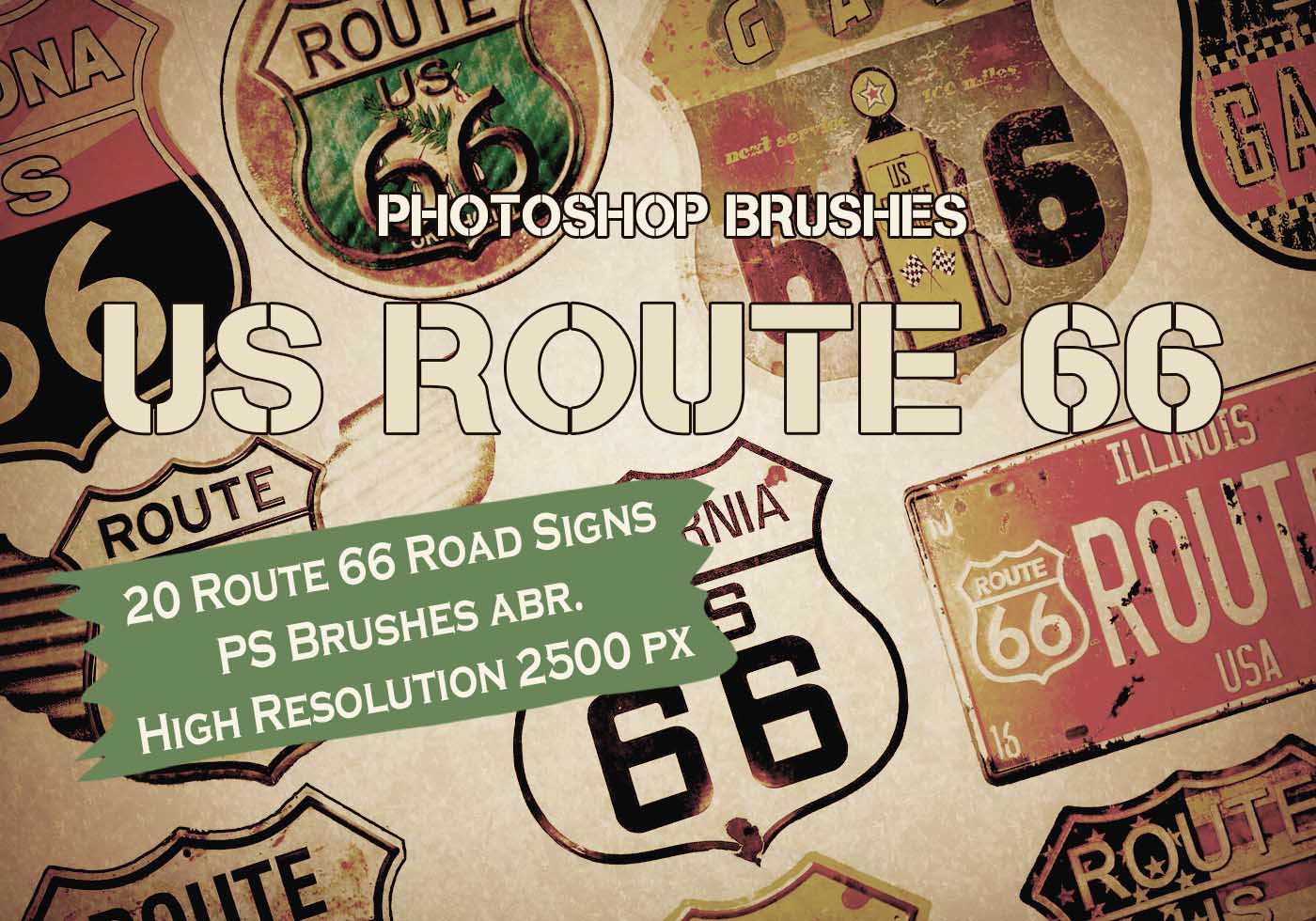 20 Route 66 Road Signs PS Brushes abr. - Free Photoshop Brushes at ...