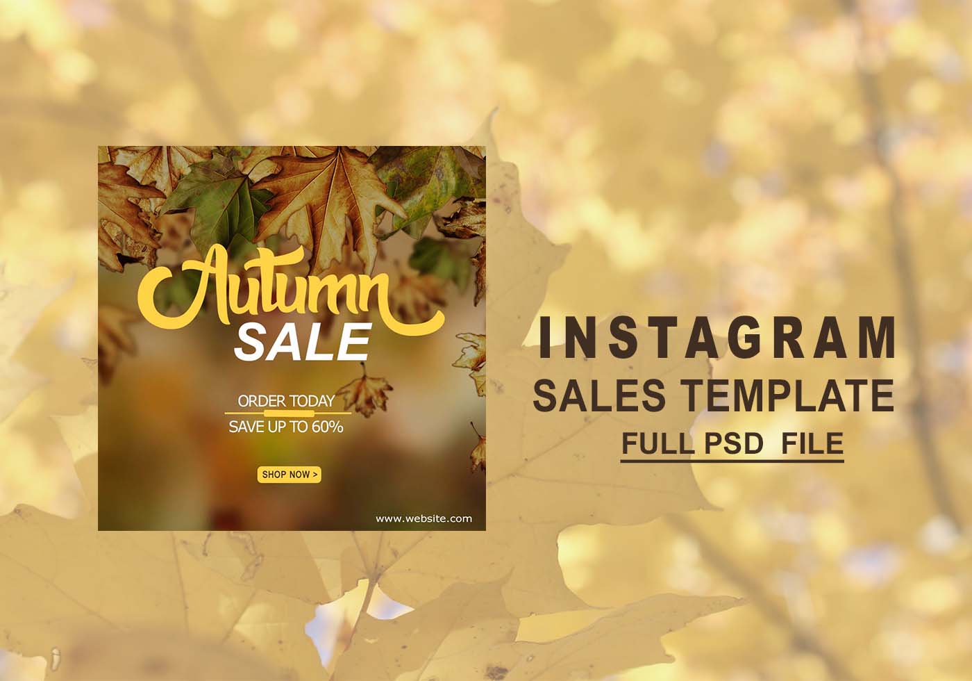 IW026 INSTANT DOWNLOAD Photoshop Templates Fall Instagram Marketing 